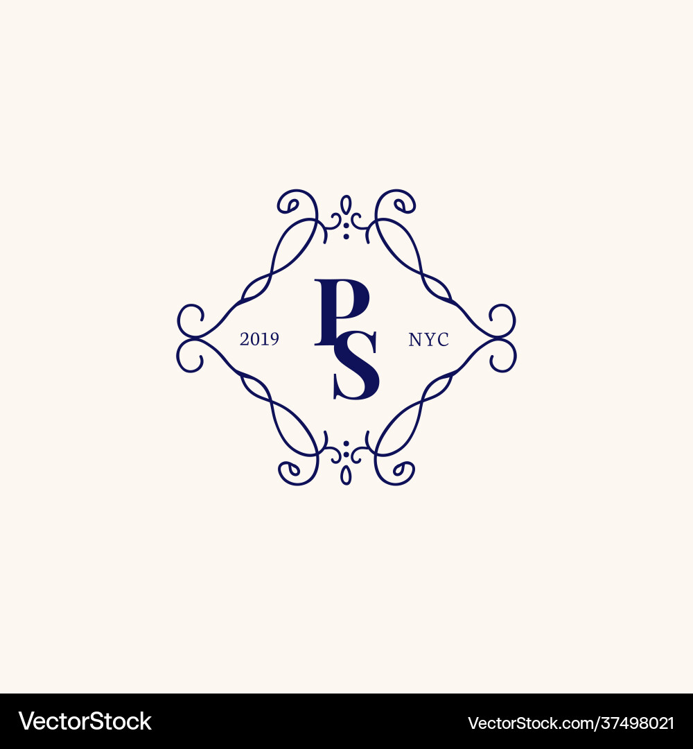 Classic emblem with initial Royalty Free Vector Image