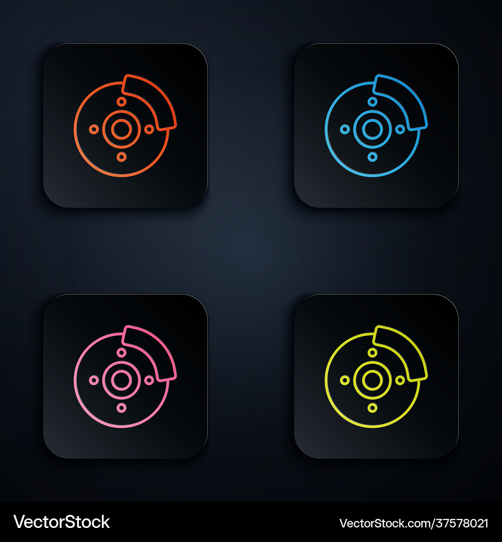 Color neon line car brake disk with caliper icon Vector Image