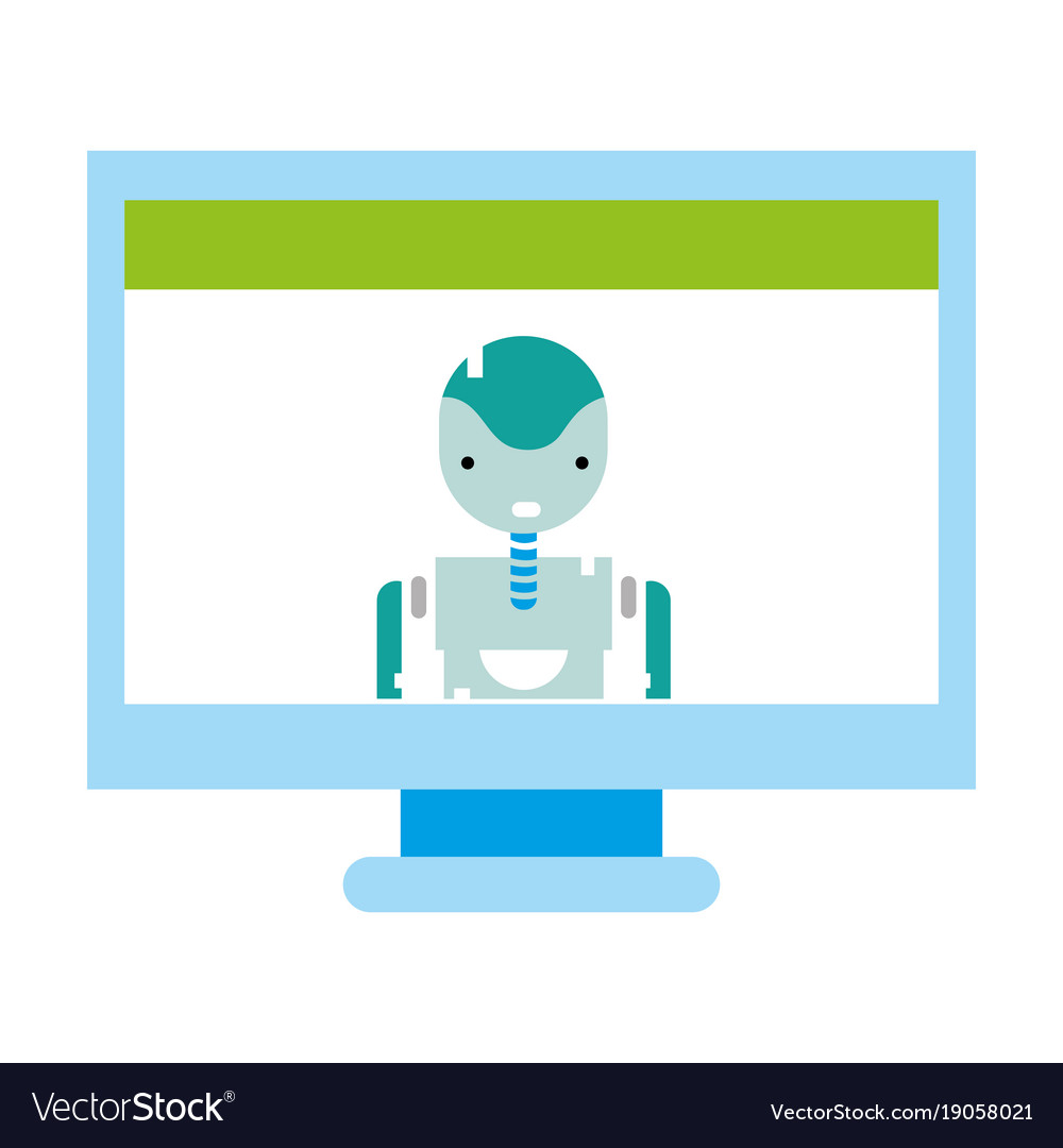 Colorful computer technology with screen Vector Image