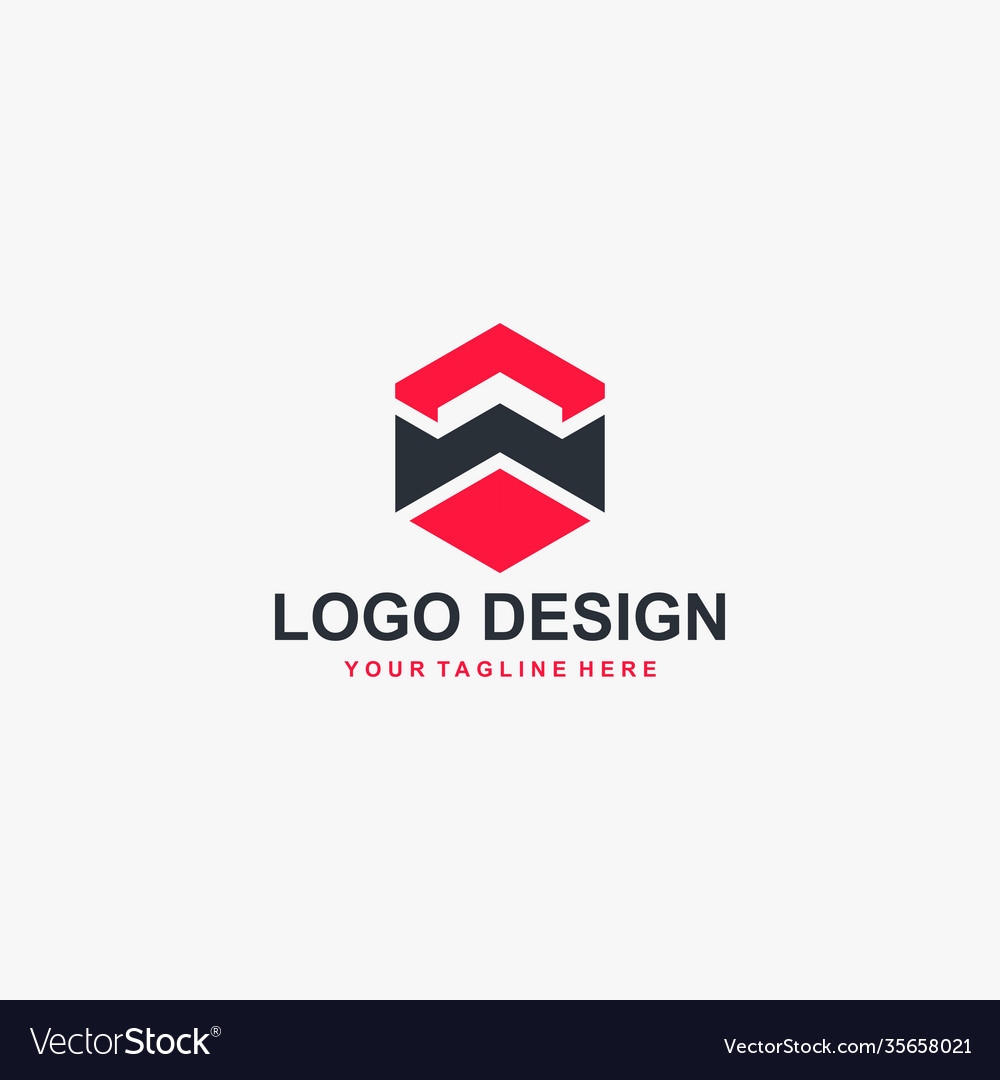 Cube outline logo design Royalty Free Vector Image