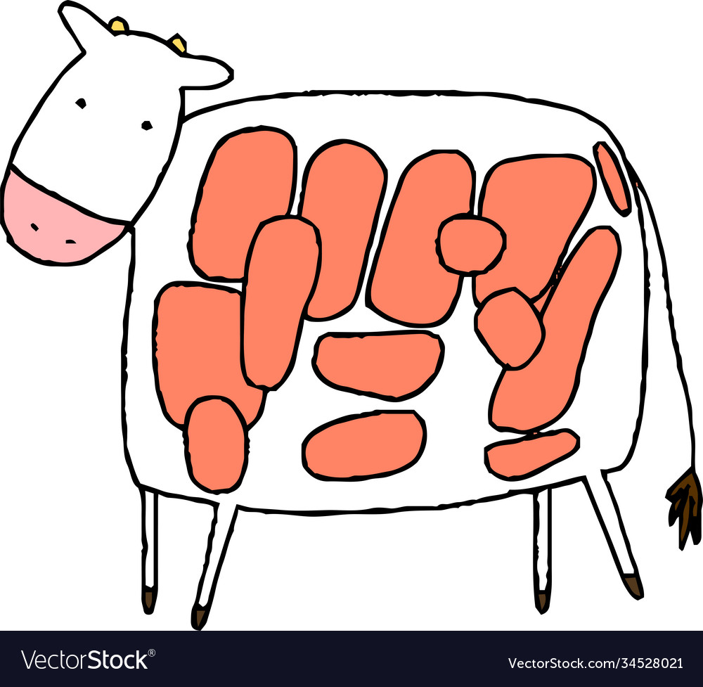 Cute hand-painted holstein cow Royalty Free Vector Image