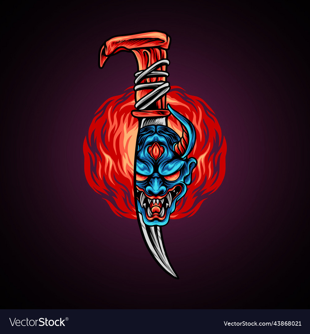 Devil mask on knife Royalty Free Vector Image - VectorStock