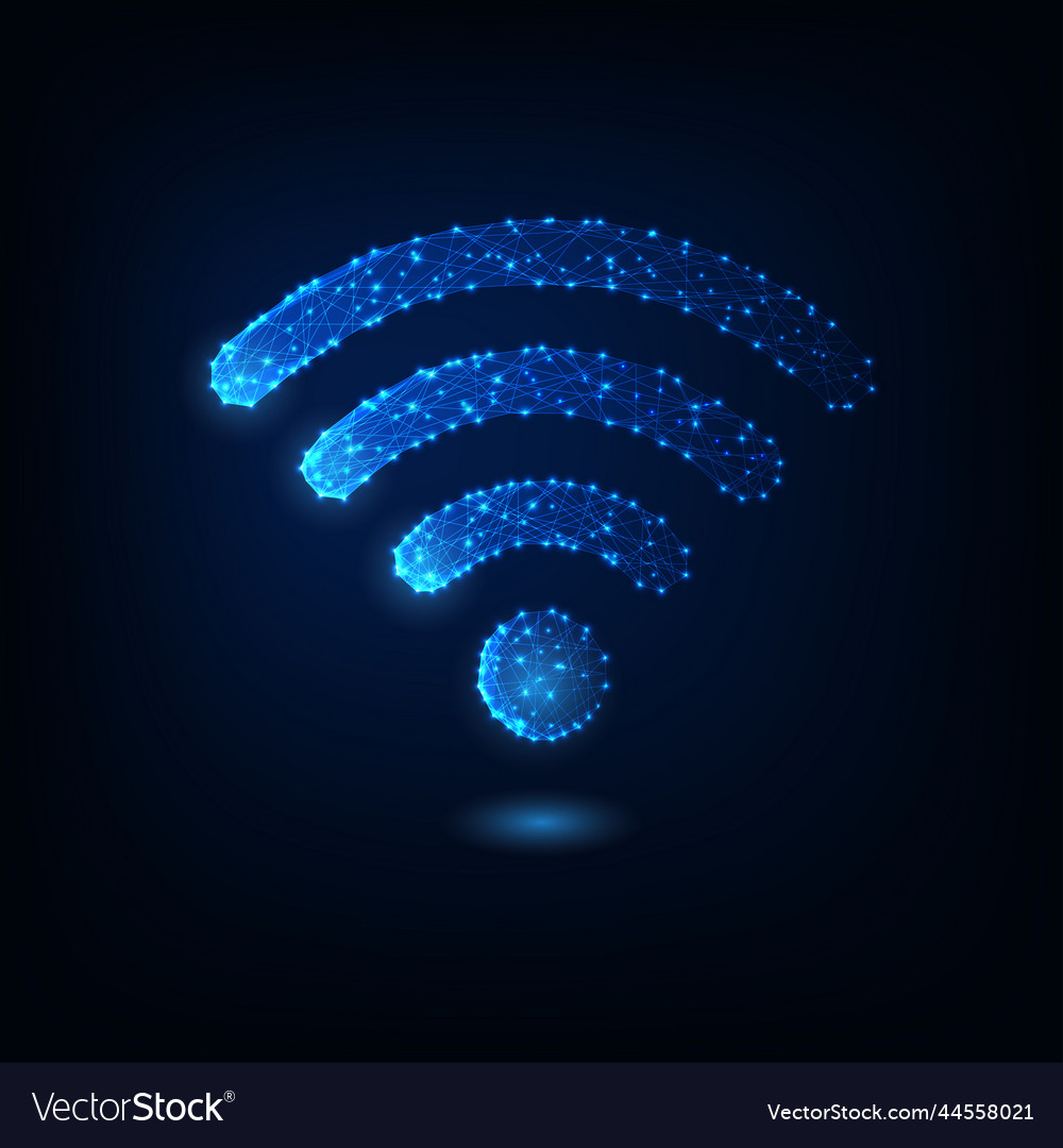Futuristic glowing low polygonal wifi symbol Vector Image Futuristic glowing low polygonal wifi symbol Vector Image