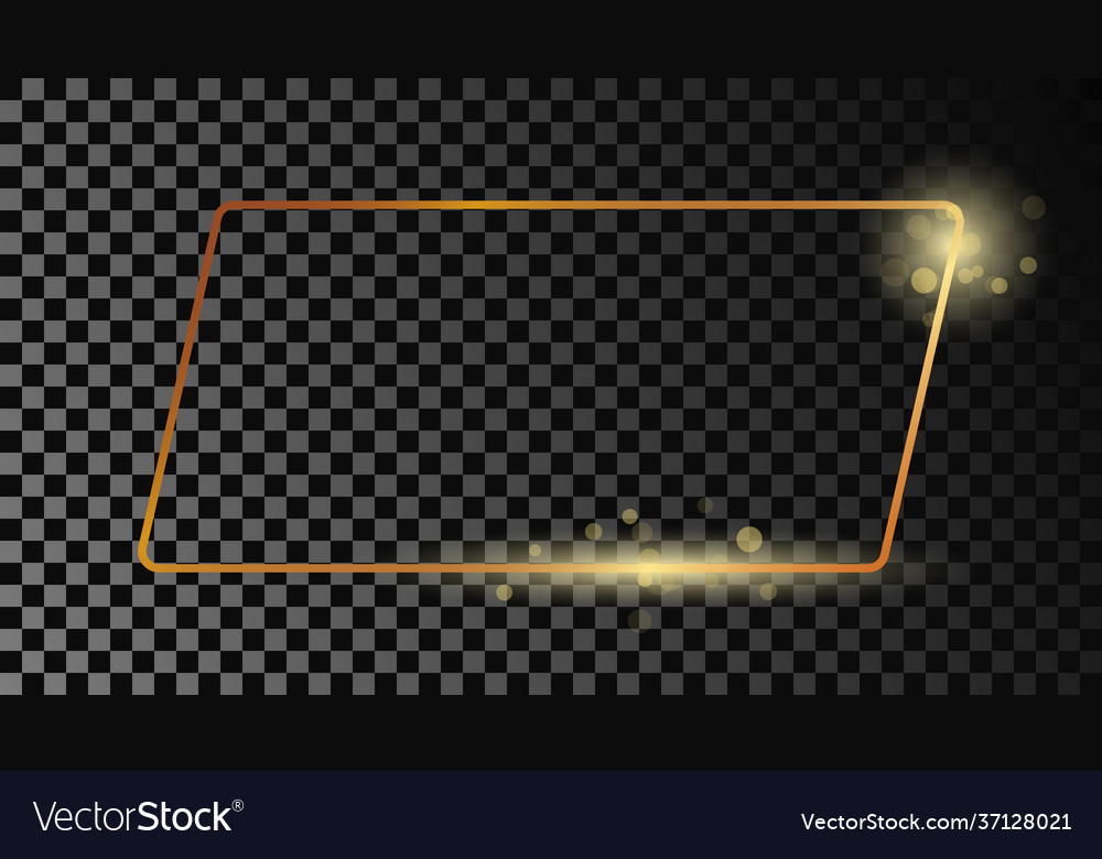 Gold glowing rounded rectangular shape frame Vector Image