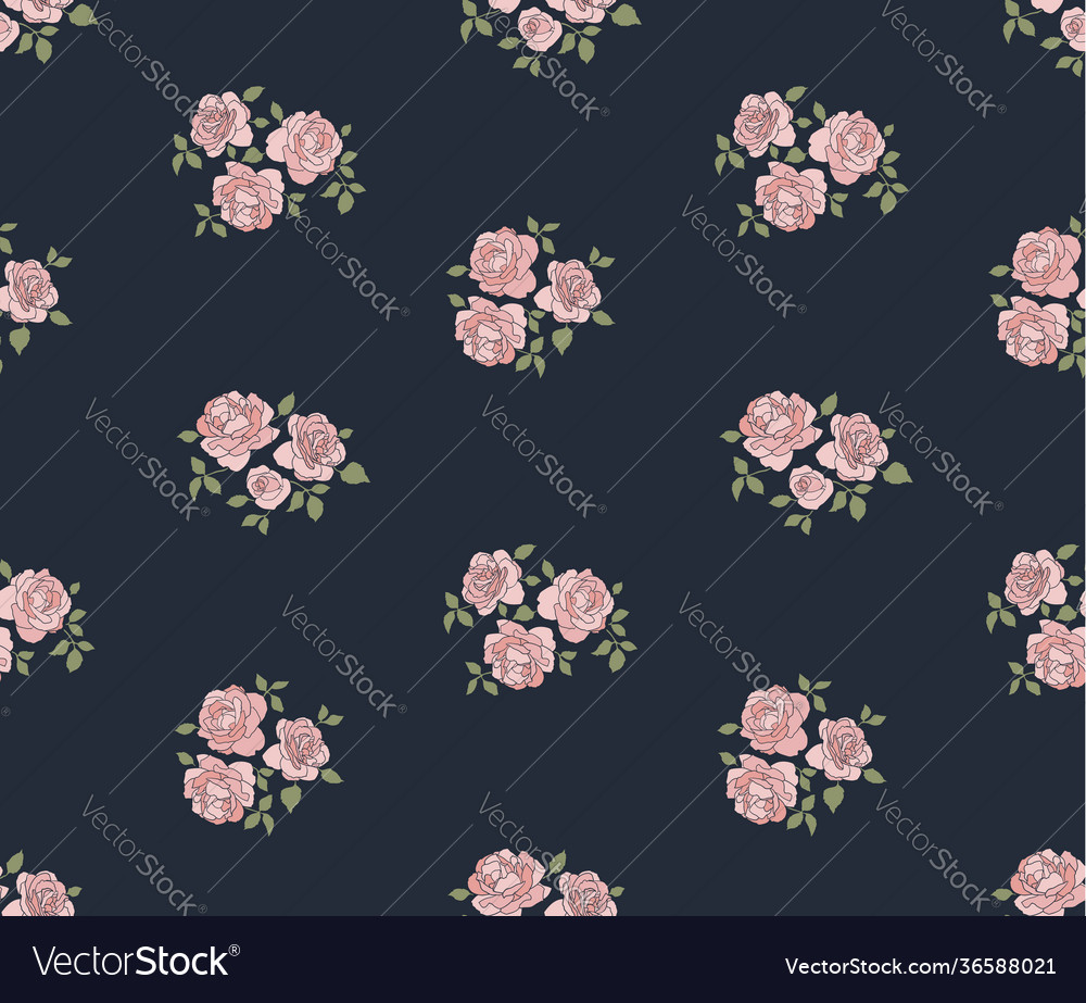Hand drawn rustic pattern with roses Royalty Free Vector
