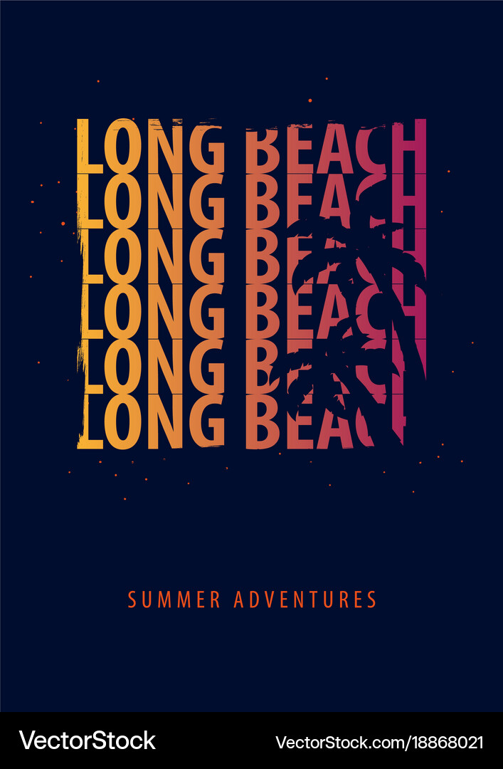 Long beach summer graphic with palms t-shirt Vector Image
