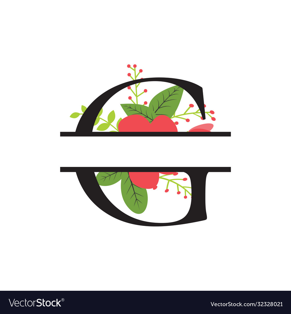 Monogram floral split letter design Royalty Free Vector