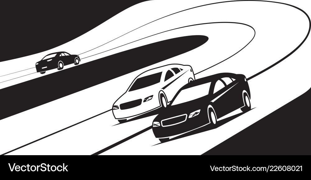 New cars on test drive track Royalty Free Vector Image