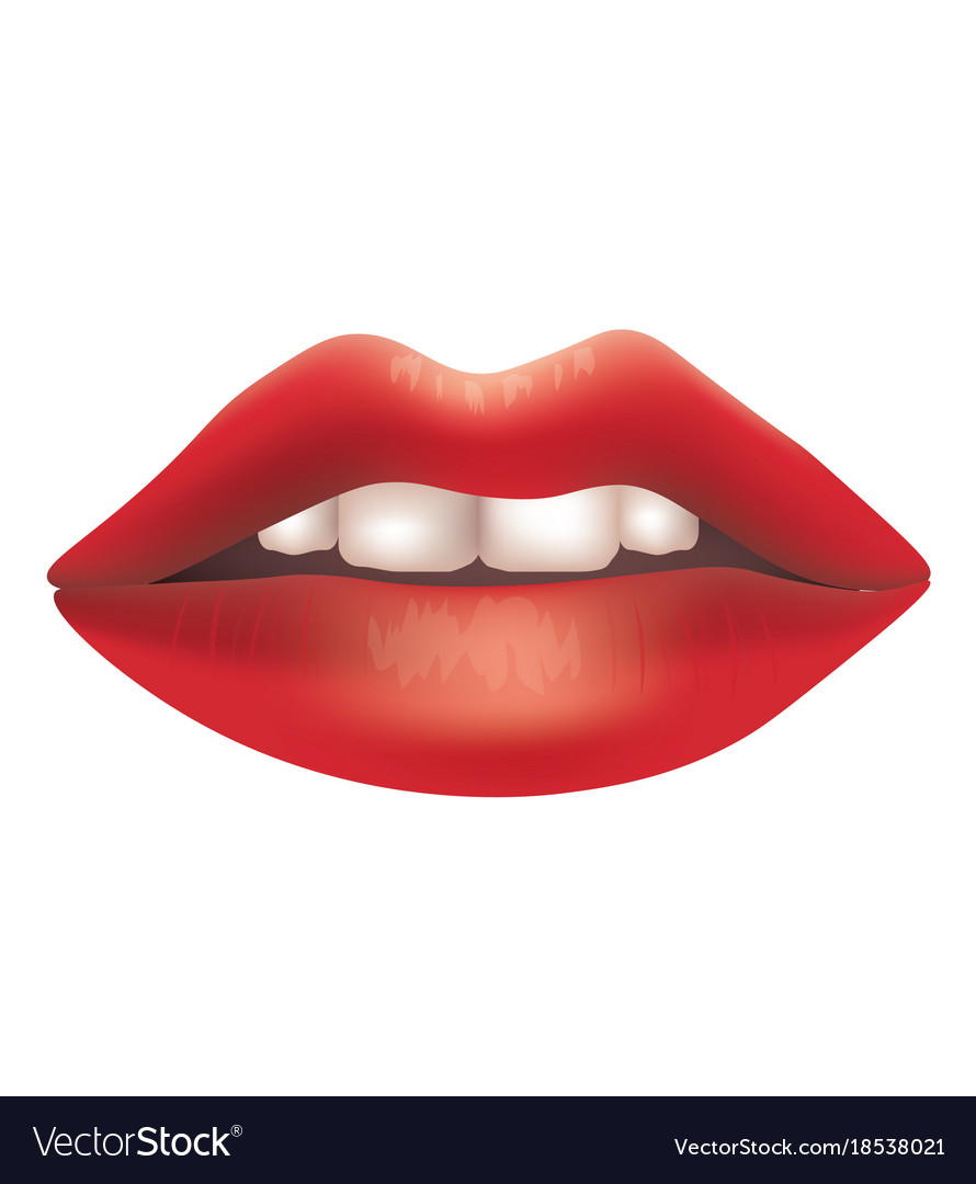 Red lips with teeth Royalty Free Vector Image - VectorStock