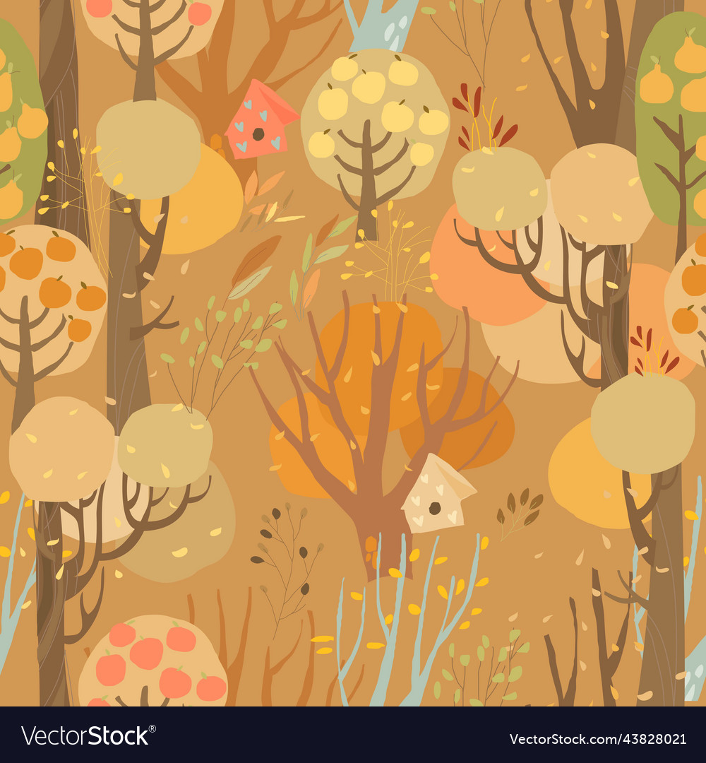 Seamless pattern with autumn colorful trees Vector Image