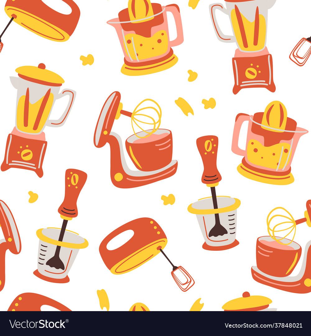 Seamless pattern with kitchen appliances Vector Image