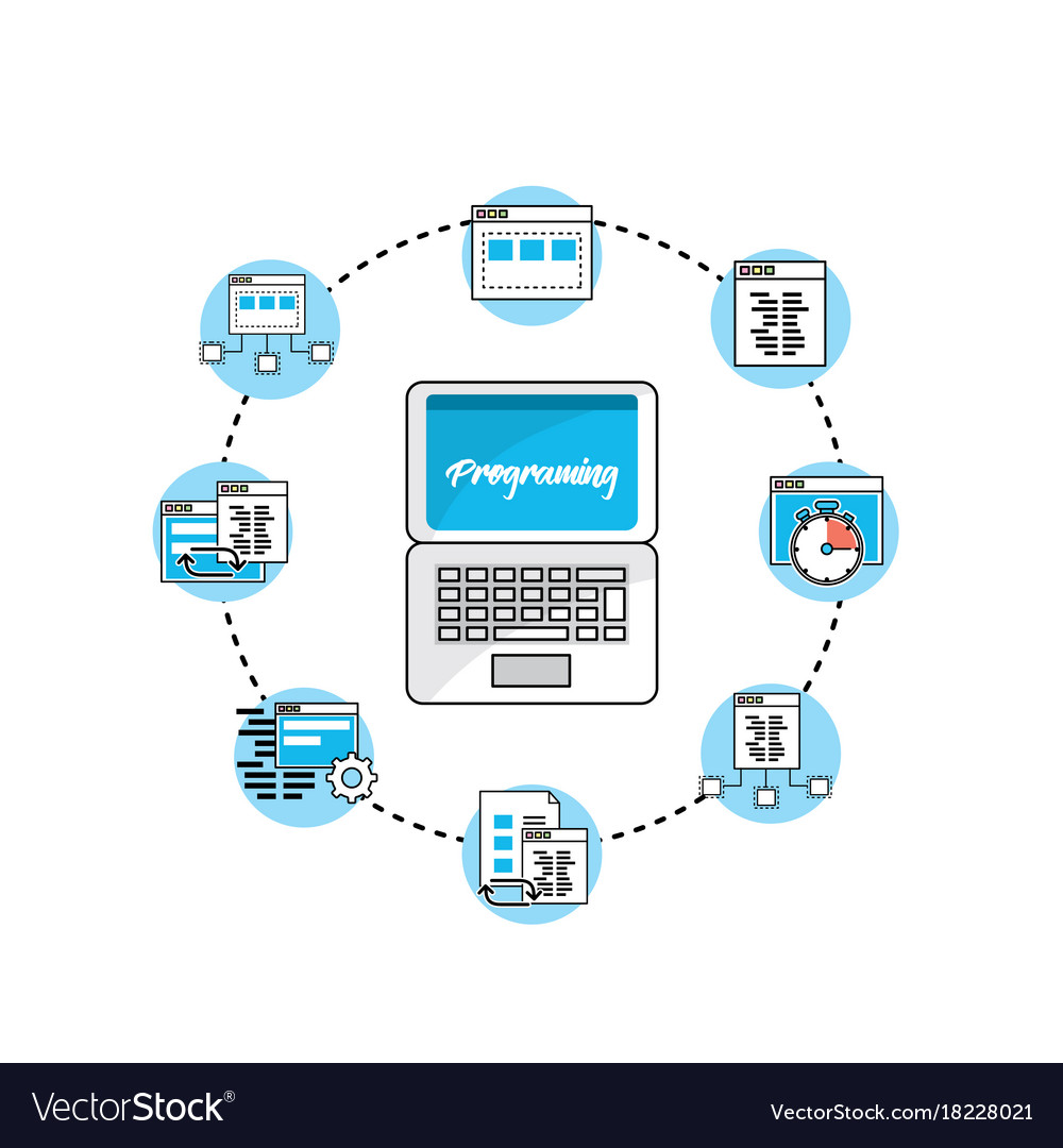 Set webside code programmer technology Royalty Free Vector