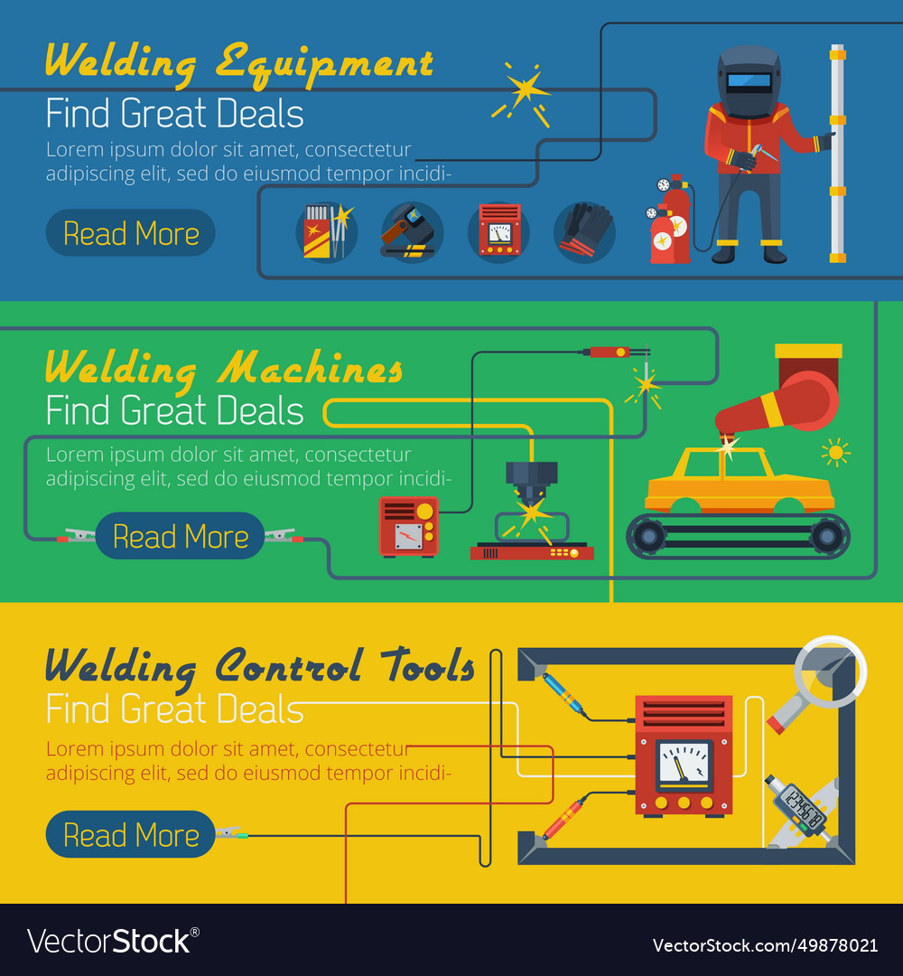 Tree horizontal welding banners Royalty Free Vector Image