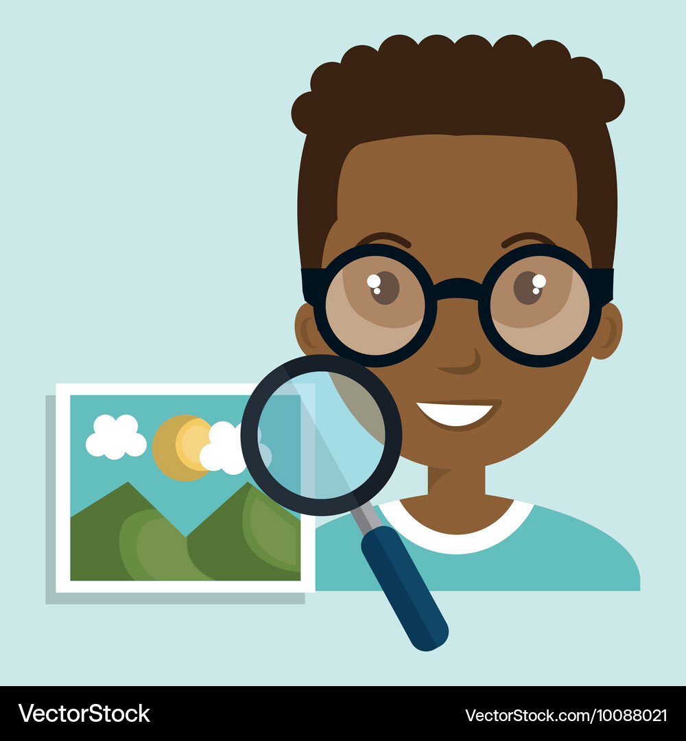 Woman photo search graphic Royalty Free Vector Image