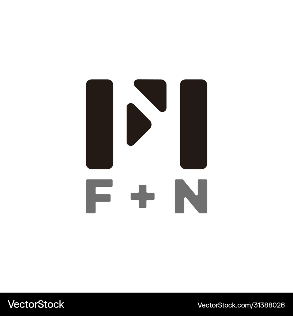 Abstract letter f n geometric negative space Vector Image