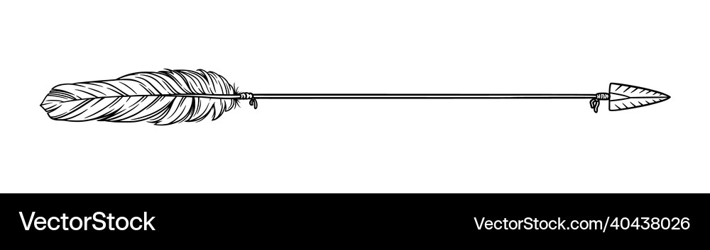 Arrow with tribal feathers decorative boho indian Vector Image