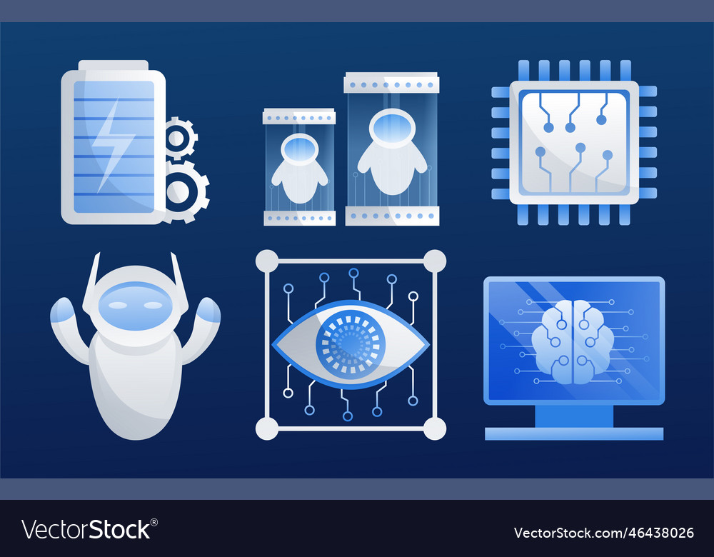 Artificial intelligence icon set element design Vector Image