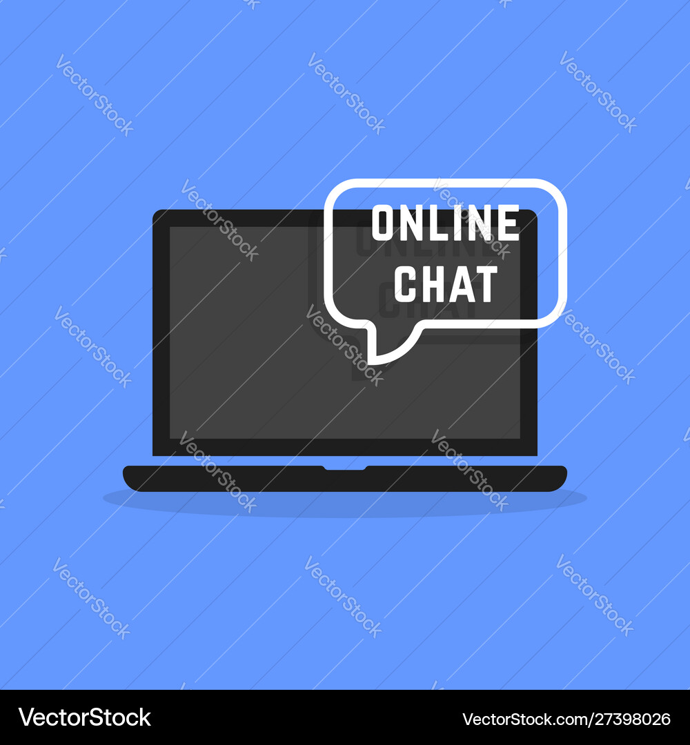 Black laptop with online chatting Royalty Free Vector Image