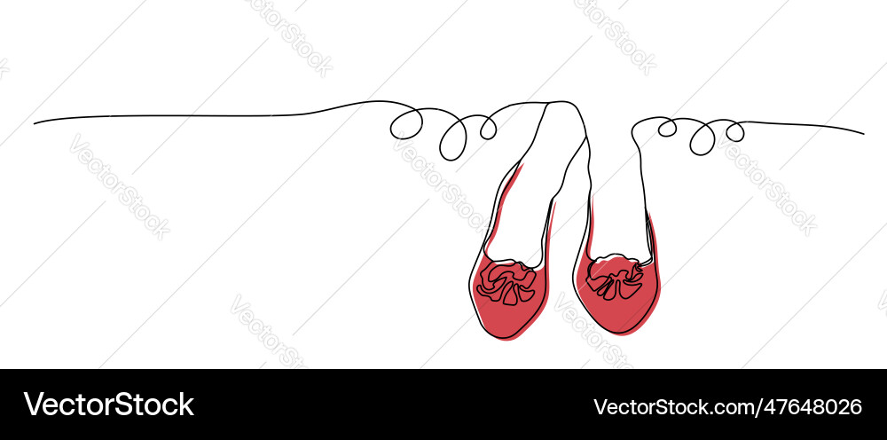 Continuous draw one line women ballet flats Vector Image