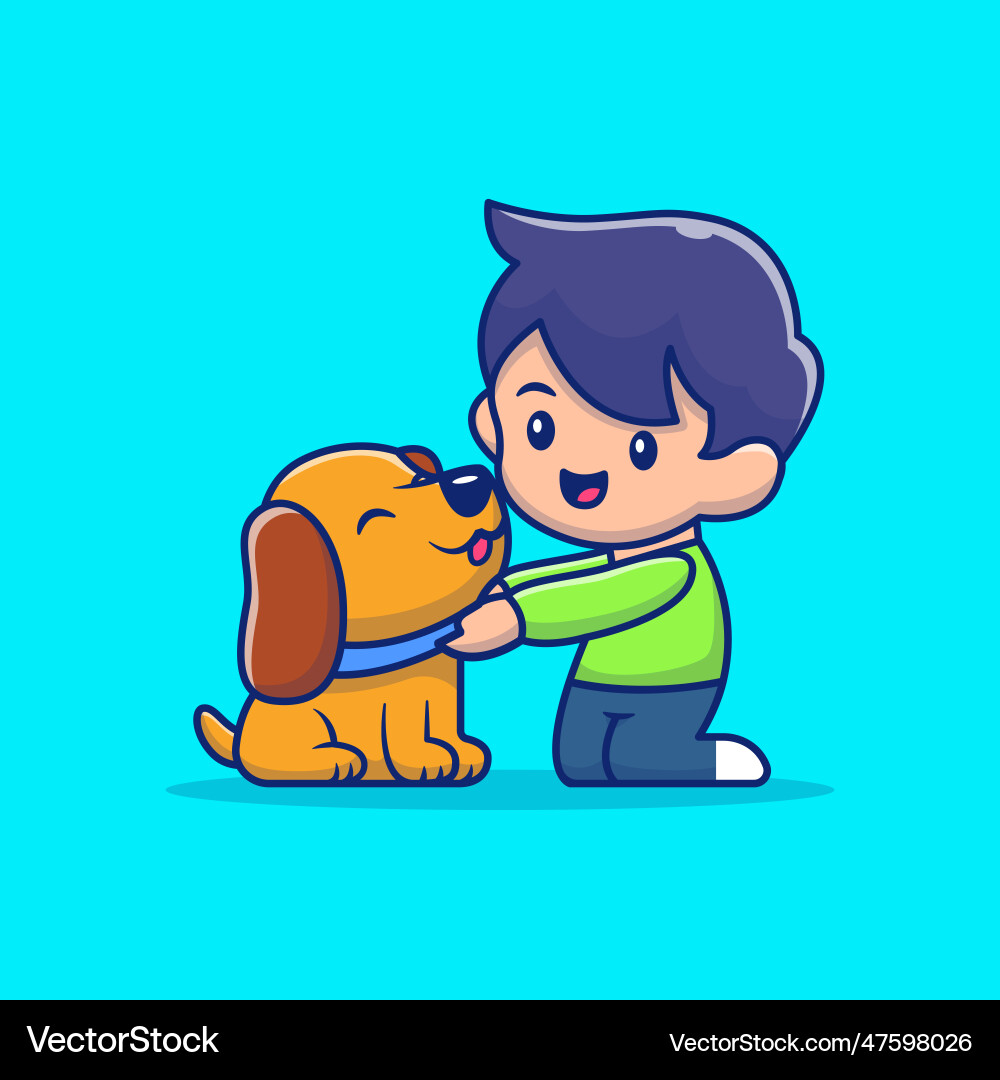 Cute boy with dog cartoon Royalty Free Vector Image