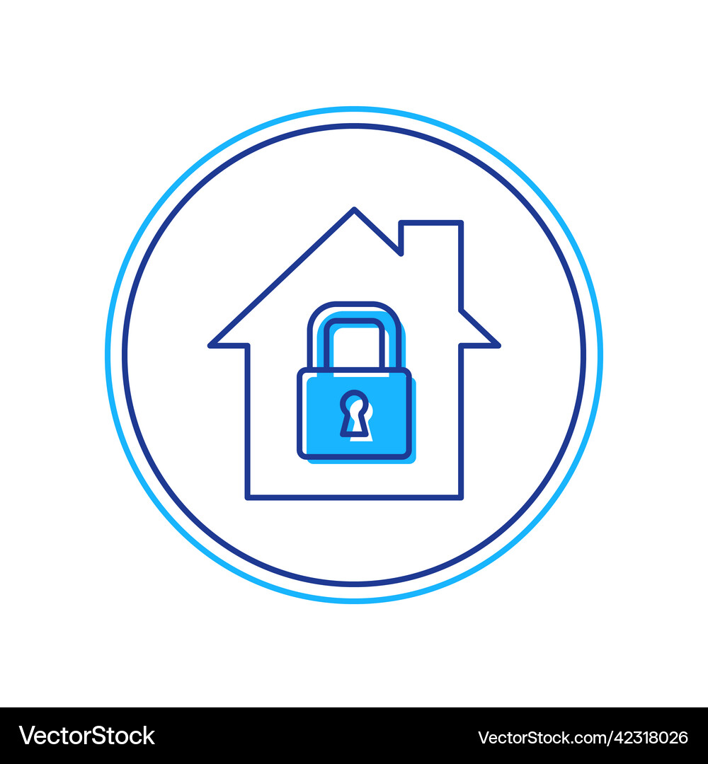 Filled outline house under protection icon Vector Image