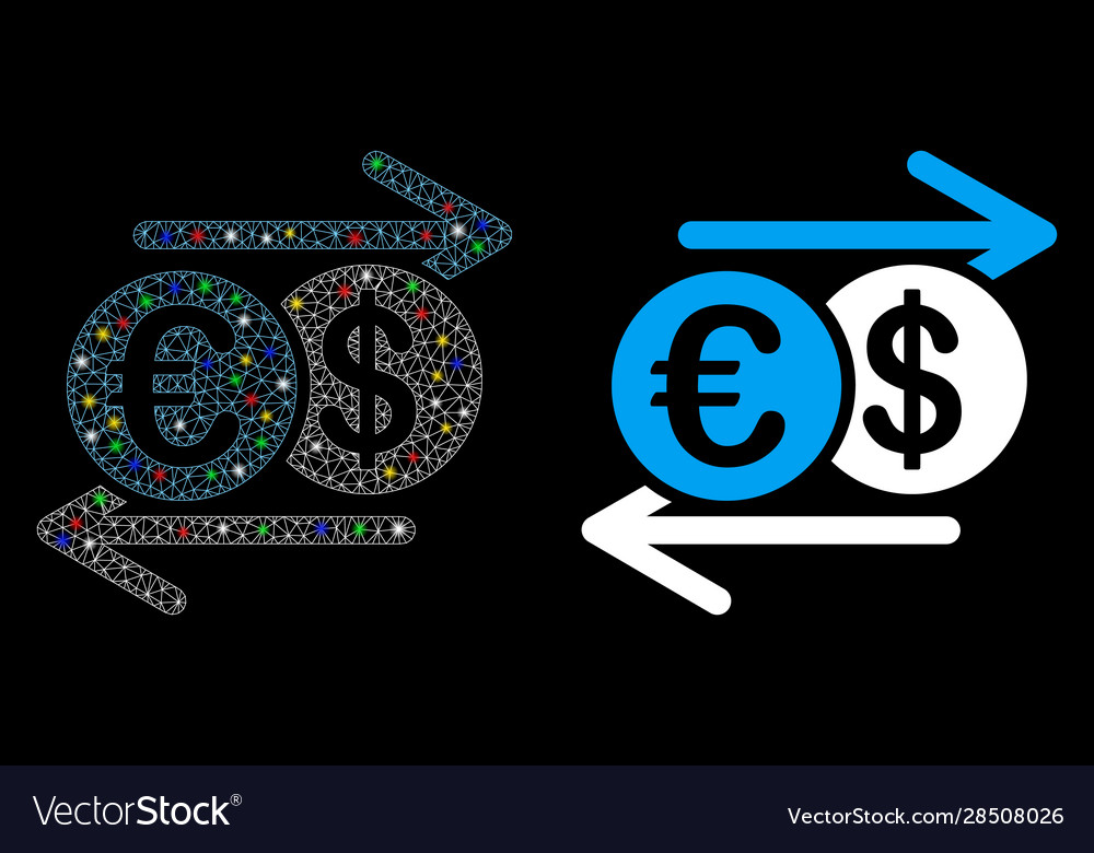 Glossy mesh wire frame dollar euro exchange icon Vector Image Glossy mesh wire frame dollar euro exchange icon Vector Image