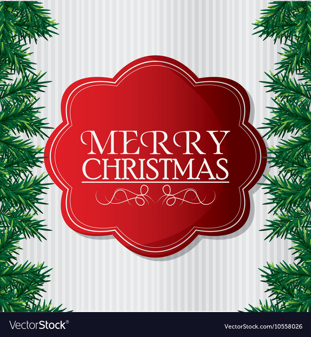 Merry christmas label design Royalty Free Vector Image