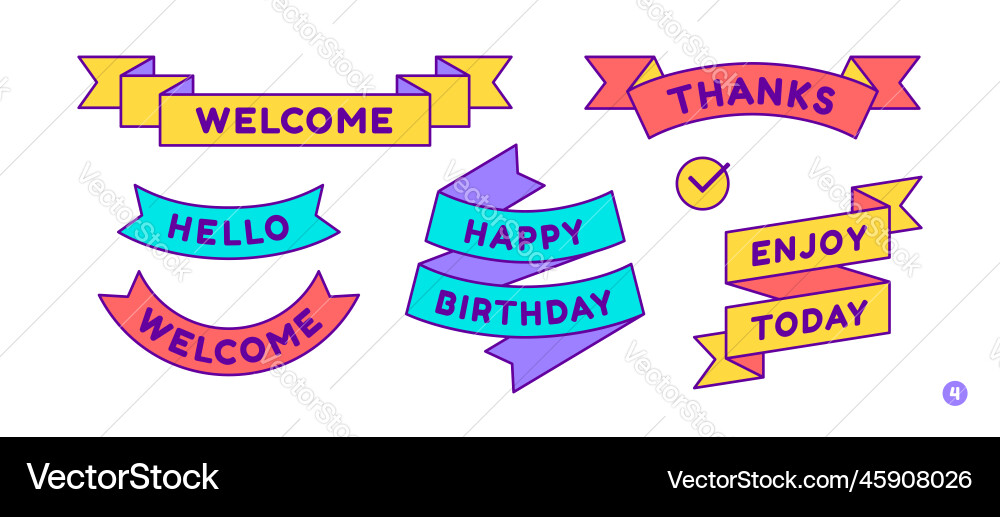 Ribbon banner set color banner Royalty Free Vector Image