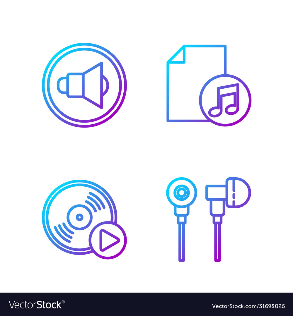 Set line air headphones vinyl disk speaker Vector Image Set line air headphones vinyl disk speaker Vector Image