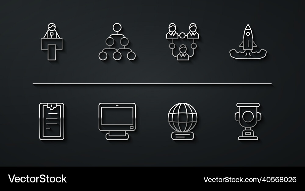 Set line stage stand or tribune clipboard Vector Image