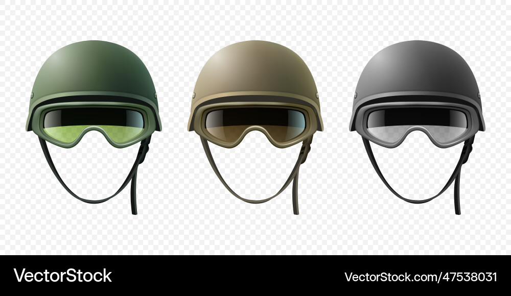 3d realistic military helmet icon set with Vector Image