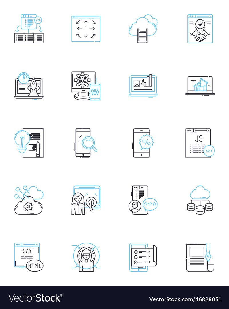 Affiliate program linear icons set commission Vector Image