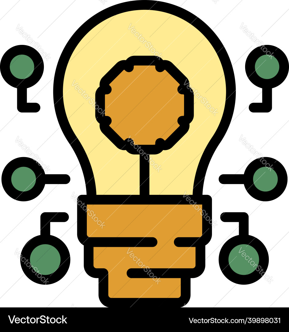 Ai bulb icon color outline Royalty Free Vector Image