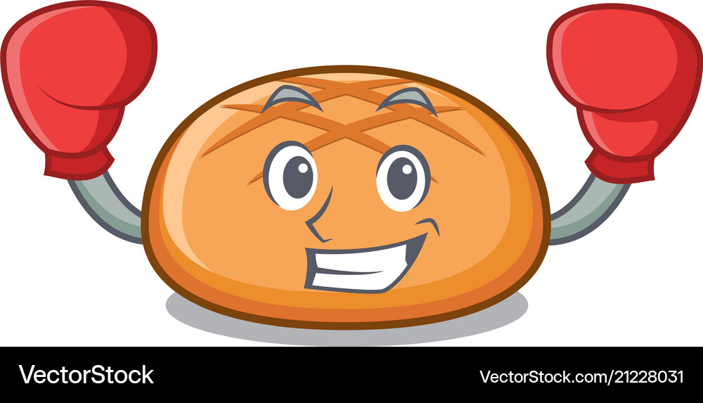 Boxing hamburger bun character cartoon Royalty Free Vector