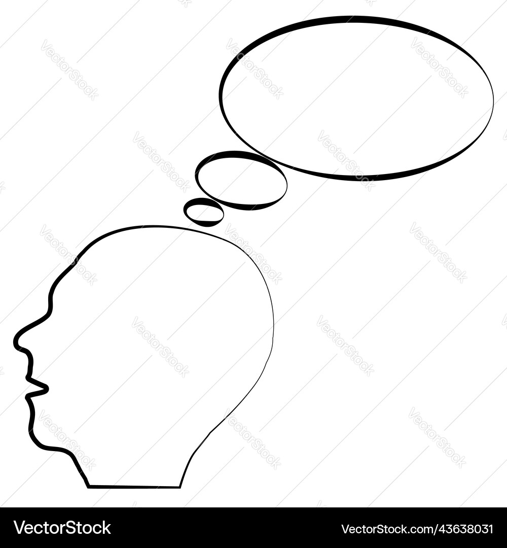 Contour of human head with empty speech bubble Vector Image