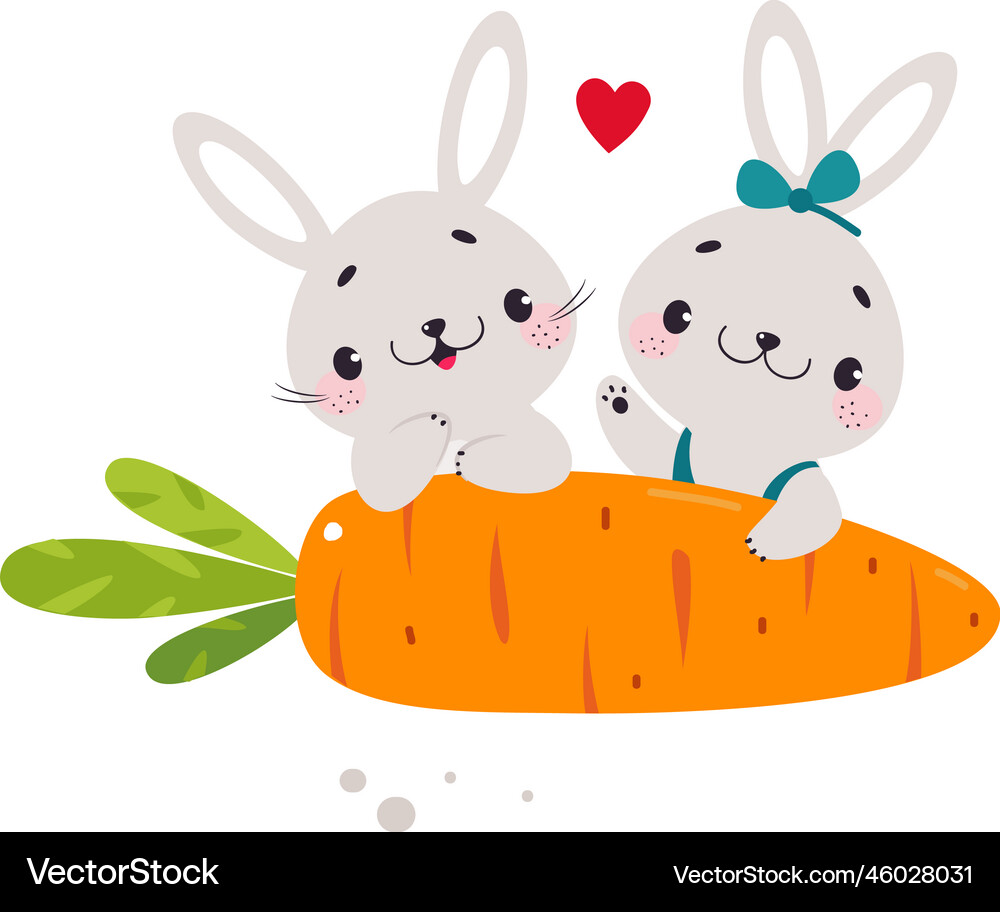Cute Bunny with Carrot Royalty Free Vector Image