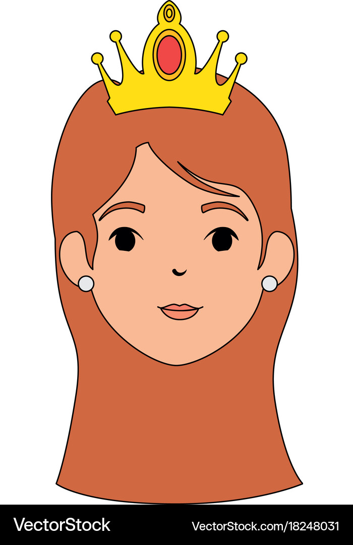 Cute fantasy princess head character Royalty Free Vector
