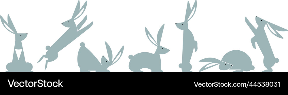 Cute set of rabbits in different poses Royalty Free Vector