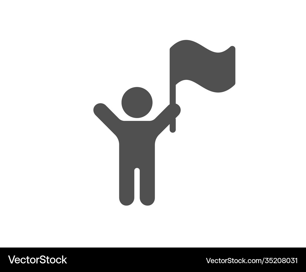 Leadership icon success flag sign Royalty Free Vector Image