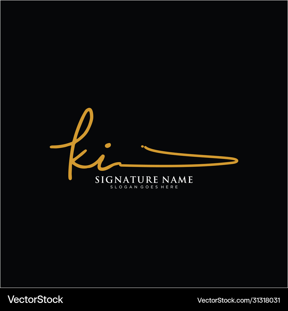 Letter ki signature logo template Royalty Free Vector Image