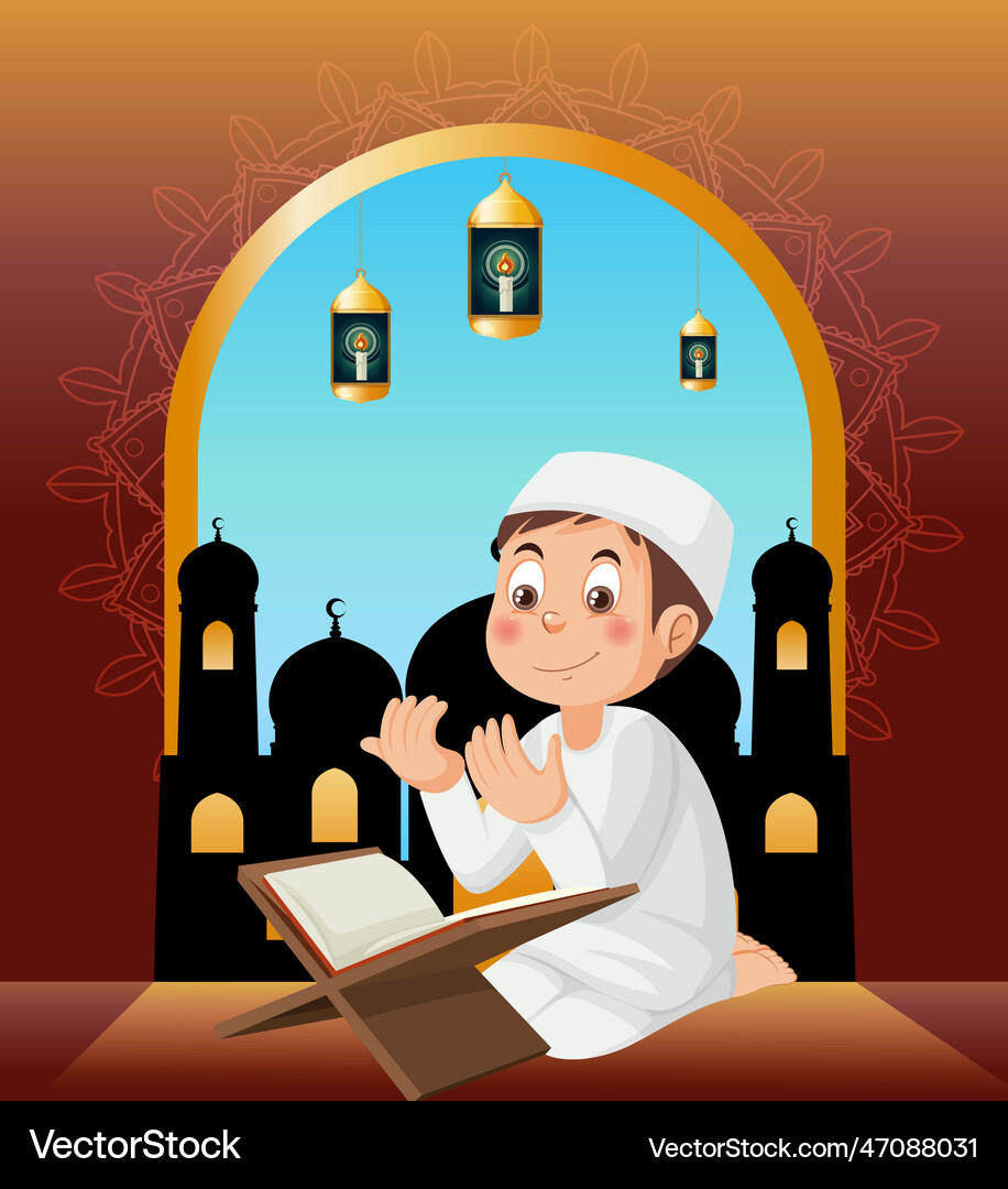 Muslim man cartoon character Royalty Free Vector Image