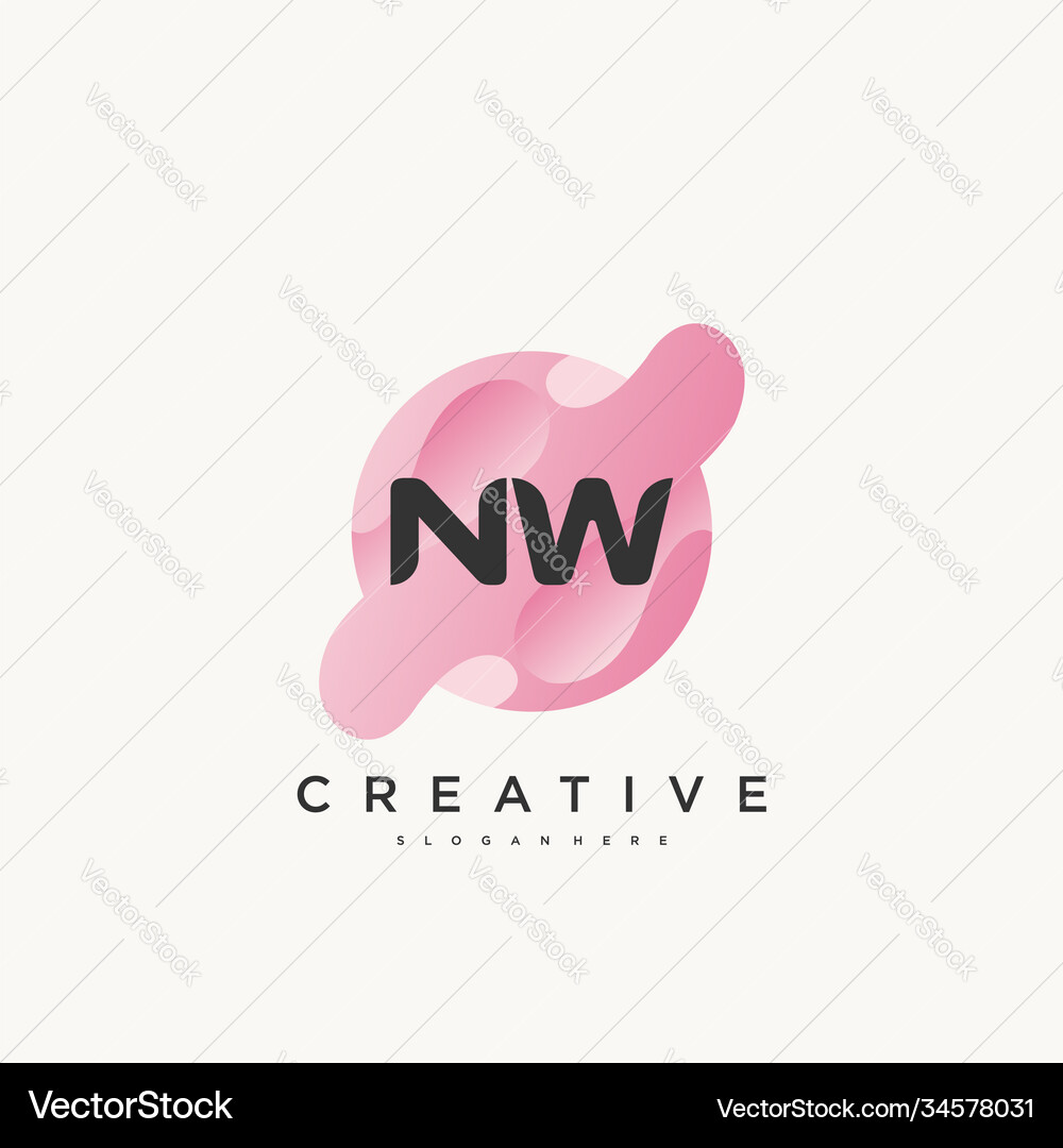 Nw initial letter colorful logo icon design Vector Image