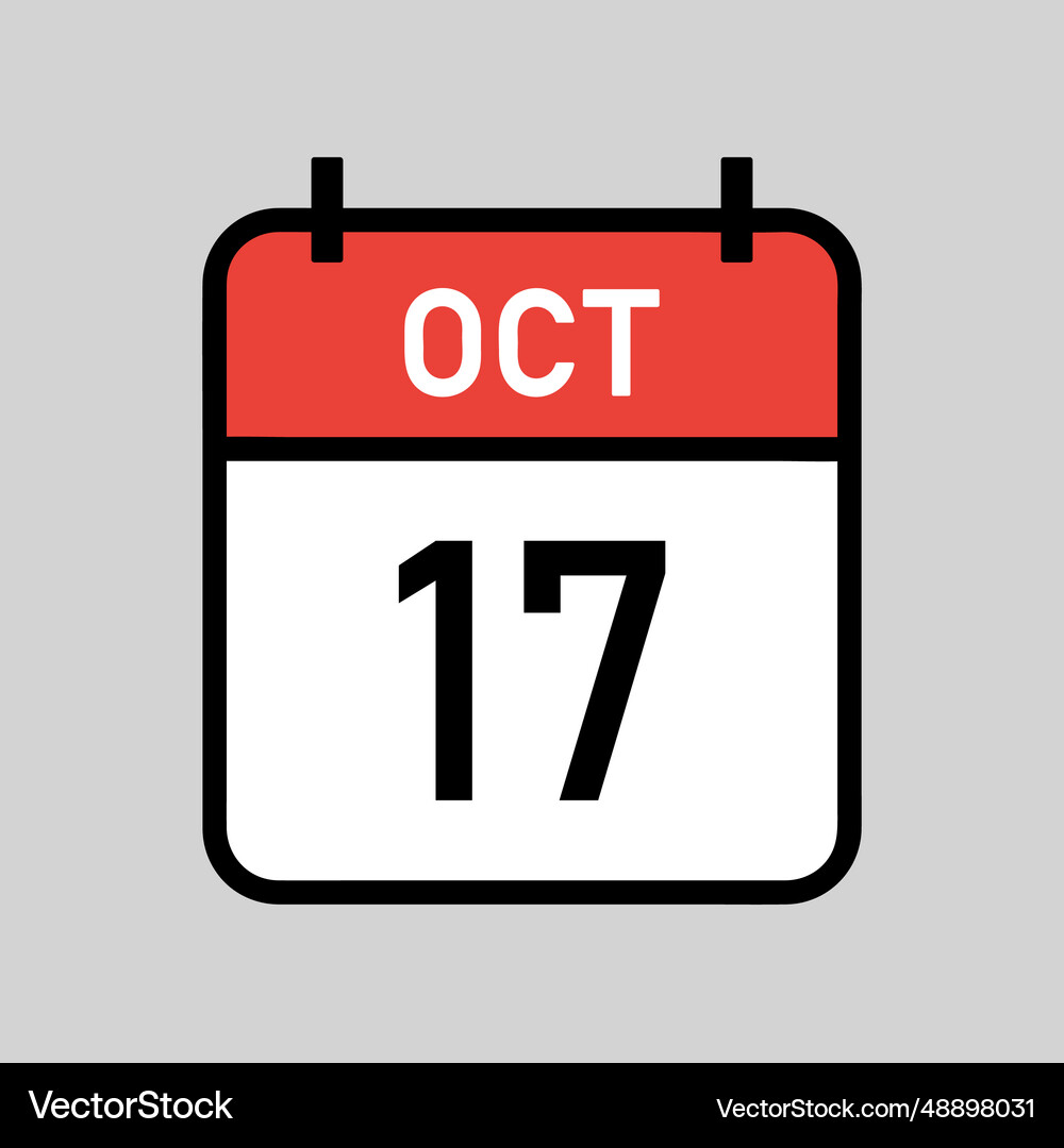October red and white color calendar page Vector Image