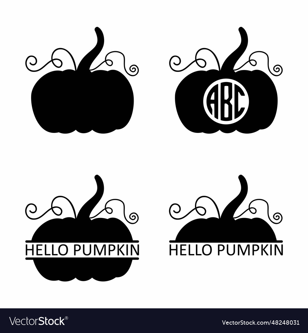 Pumpkin monogram frame set Royalty Free Vector Image