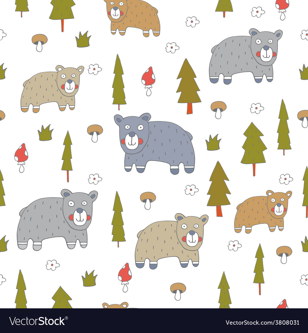 Seamless pattern with bears Royalty Free Vector Image