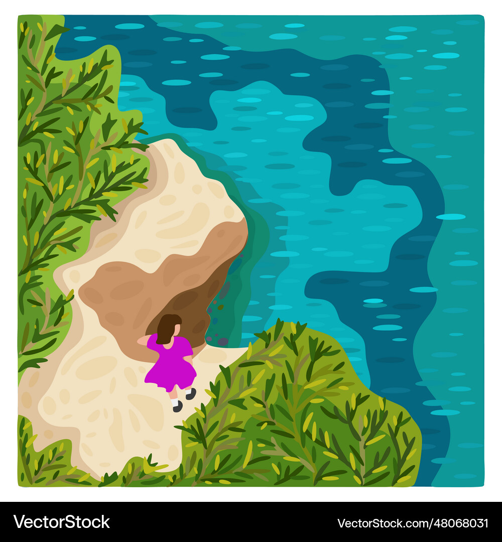 Seascape top view with sea and Royalty Free Vector Image