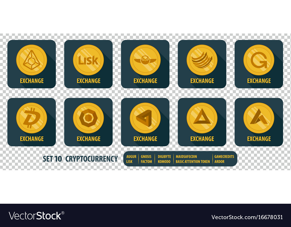Set of different icons exchange cryptocurrency Vector Image
