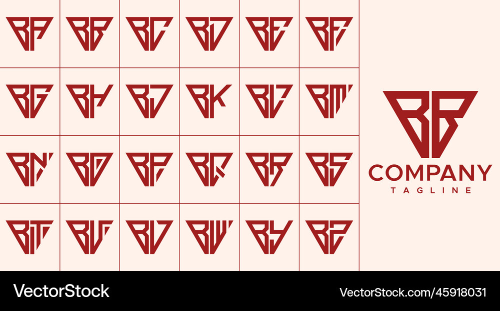 Set of modern line triangle letter b logo design Vector Image