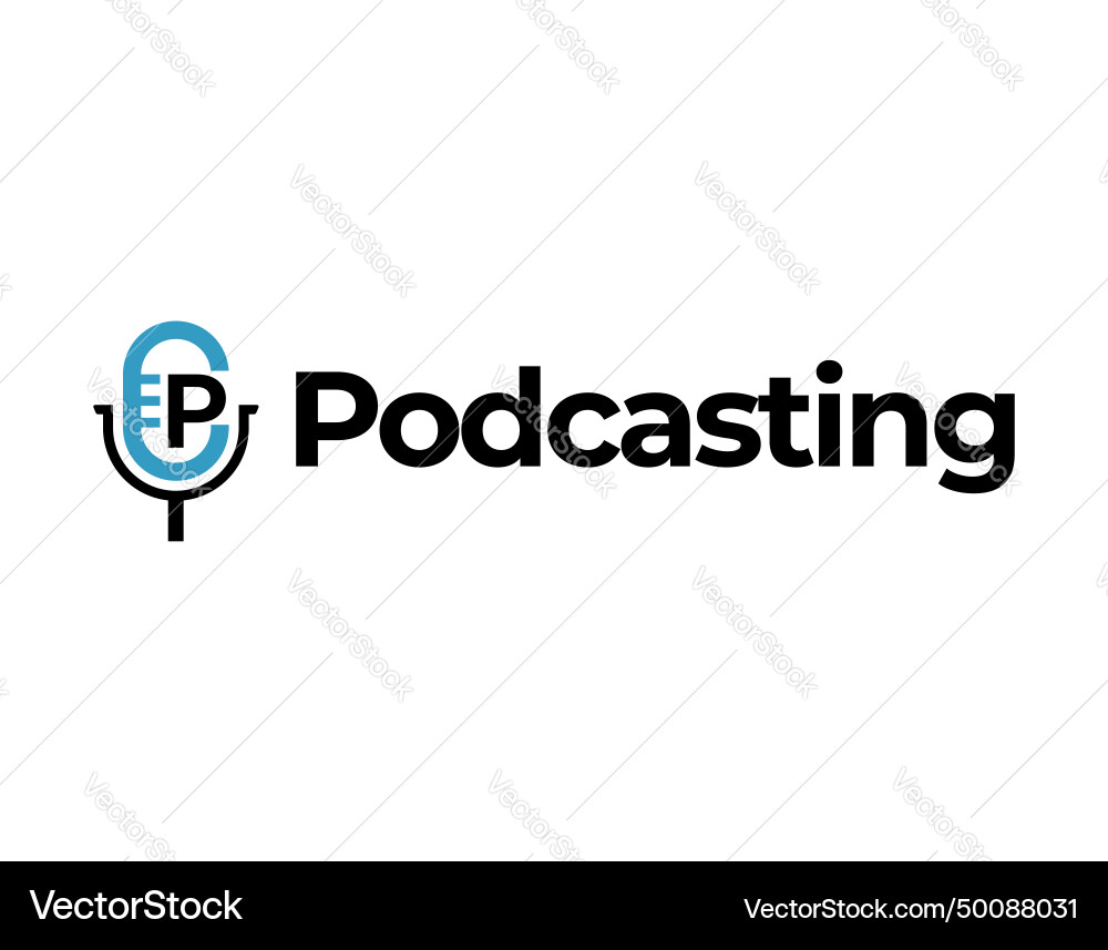 Simple letter p podcast logo design template Vector Image