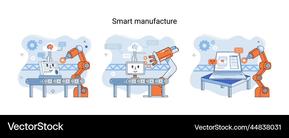 Smart manufacture metaphor with automated Vector Image